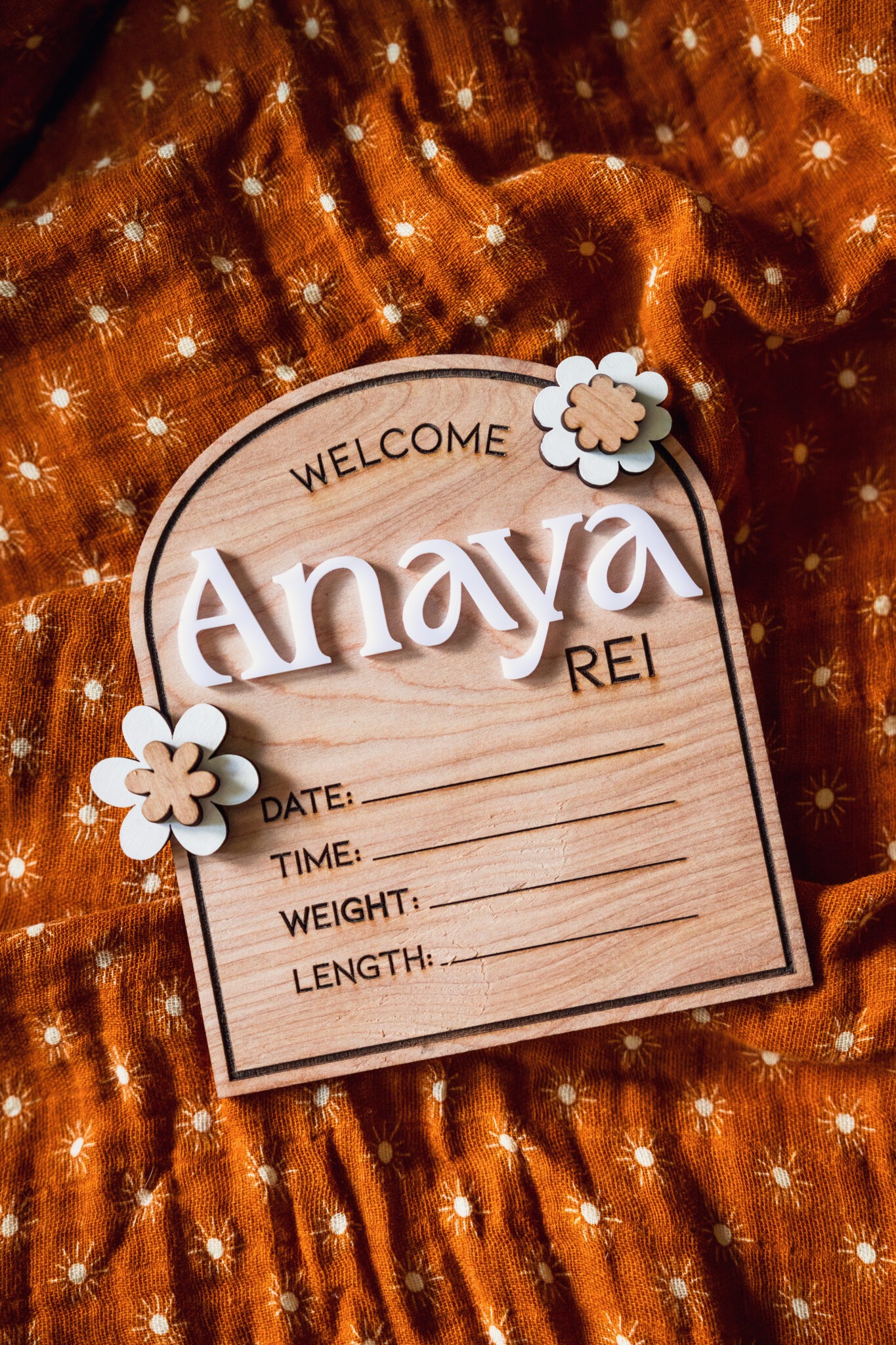 Baby Birth Name & Stat Boho Announcement Sign - NYMAR Designs